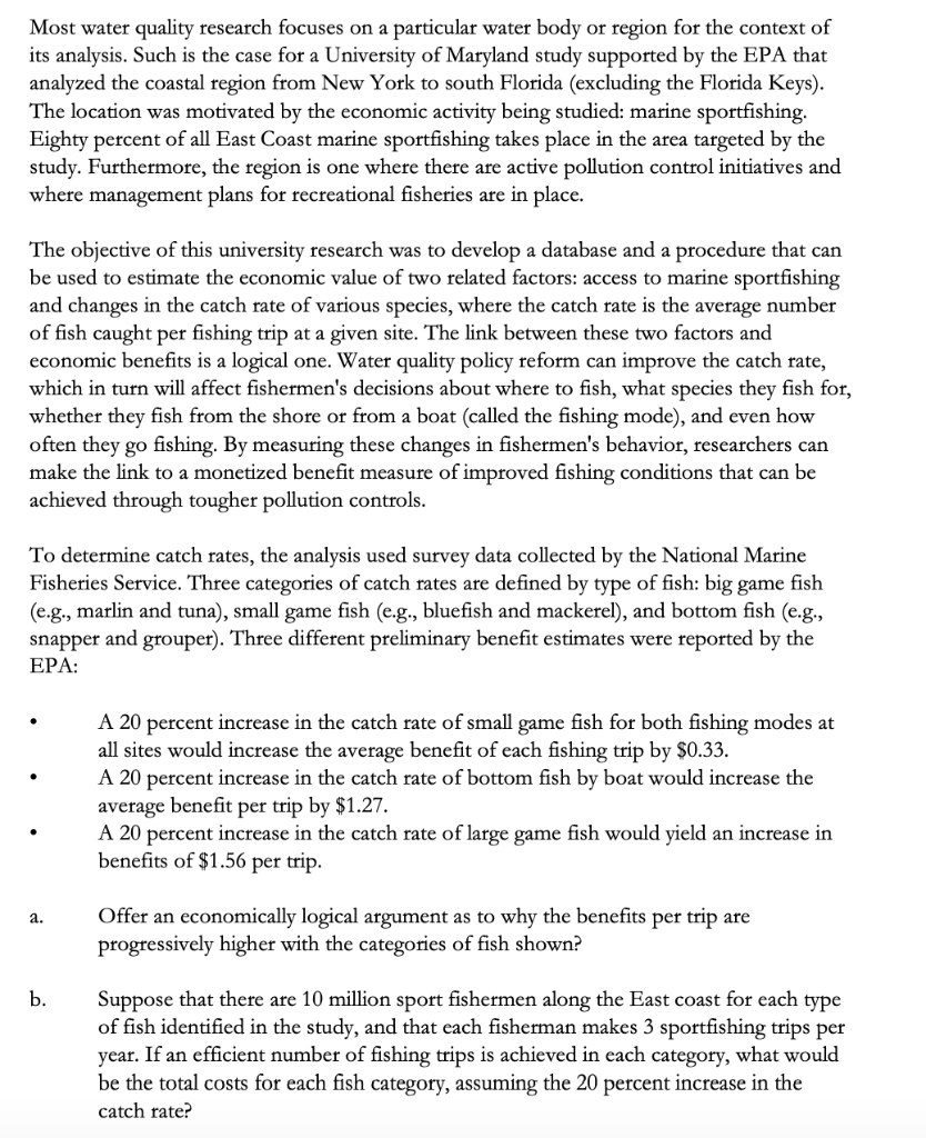 Solved Most water quality research focuses on a particular | Chegg.com