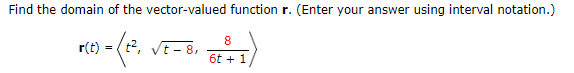 Solved Find the domain of the vector-valued function r. | Chegg.com