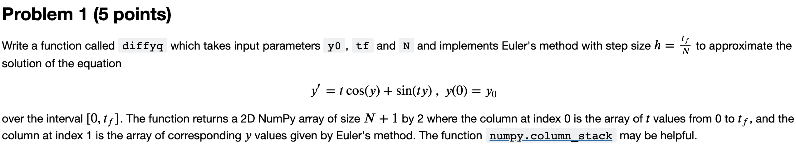 Solved Problem 1 (5 points) tf Write a function called | Chegg.com