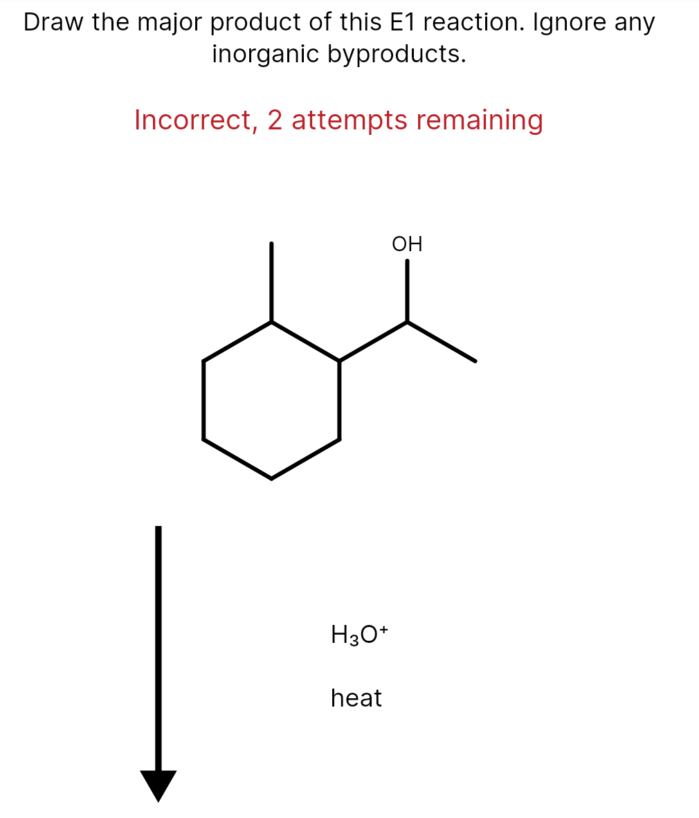 Solved Draw the major product of this E1 reaction. Ignore | Chegg.com