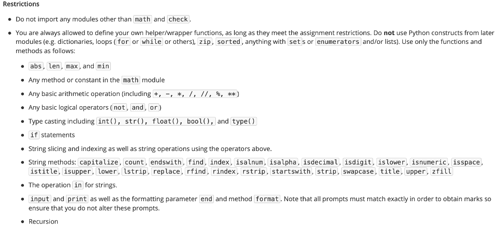 Solved Restrictions . Do not import any modules other than | Chegg.com