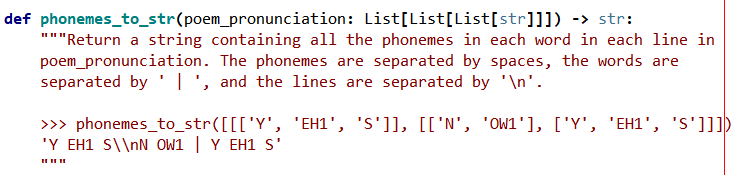 Solved def phonemes_to_str(poem_pronunciation: | Chegg.com