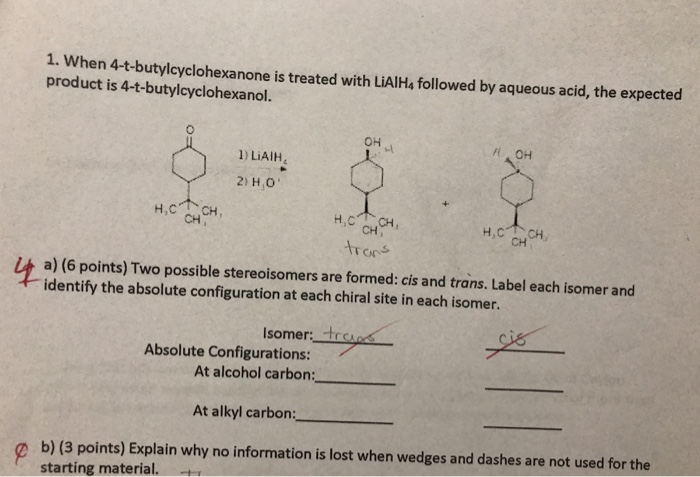 Solved 1. When 4-t-butylcyclohexanone is treated with LiAIH4 | Chegg.com