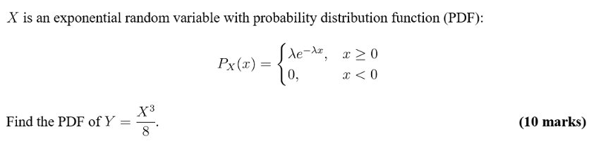 Solved X is an exponential random variable with probability | Chegg.com