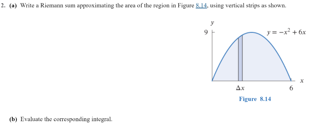Solved 2. (a) Write a Riemann sum approximating the area of | Chegg.com