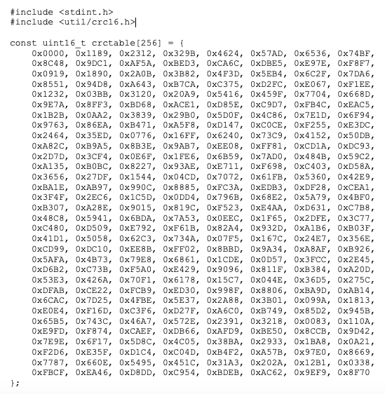 Solved Why is using uint16_t crctable[256] faster than | Chegg.com