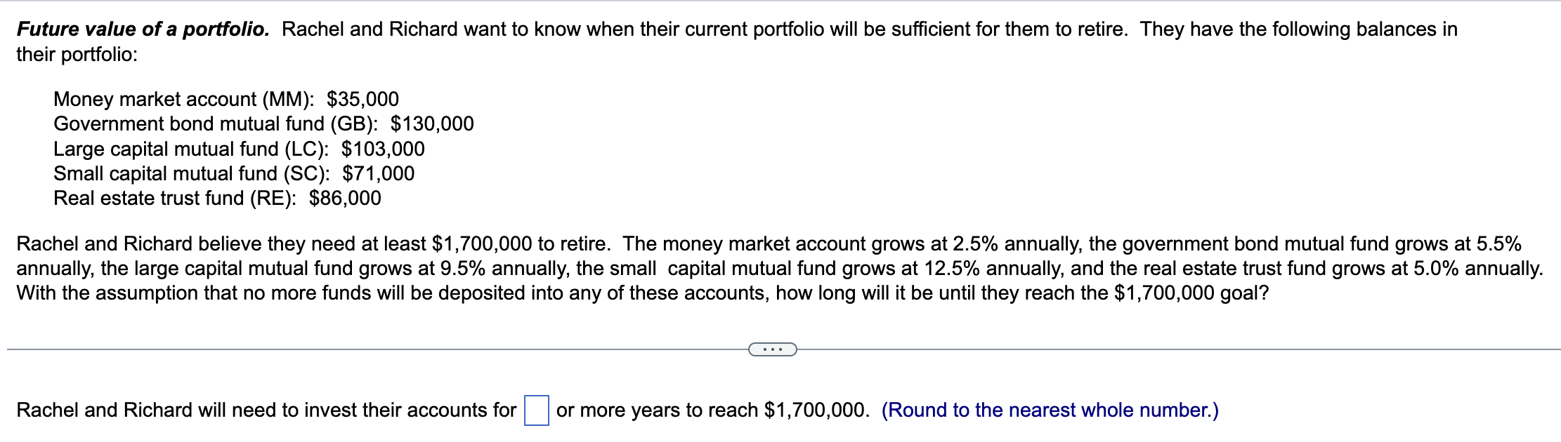 Future value of a portfolio. Rachel and Richard want | Chegg.com