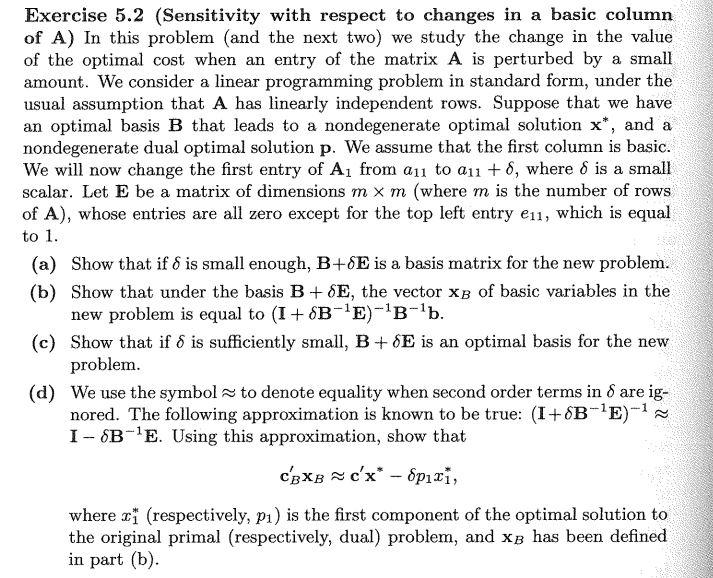Solved Exercise 5.2 (Sensitivity with respect to changes in | Chegg.com