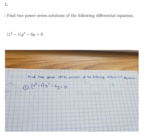 Solved Find two power series solutions of the following | Chegg.com