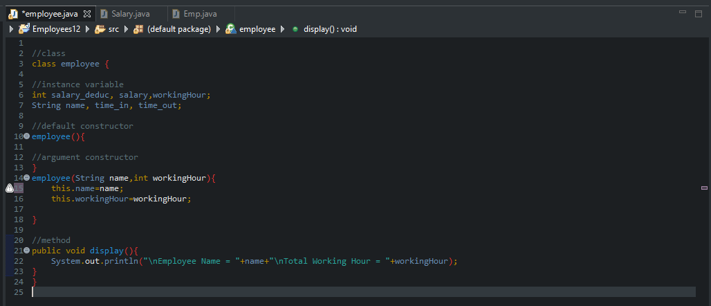 Solved D'employee.java X Salary.java Emp.java Employees 12 | Chegg.com