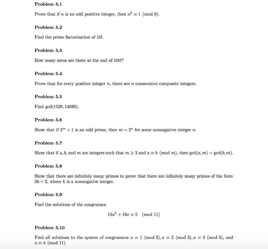 Solved Problem 5.1 Prove that if n is an odd positive | Chegg.com