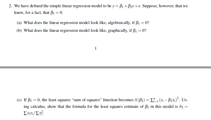 Solved 2. We have defined the simple linear regression model | Chegg.com