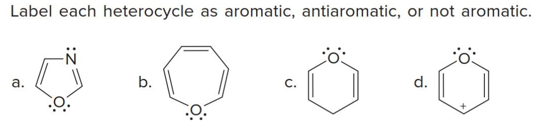 Solved Label each heterocycle as aromatic, antiaromatic, or | Chegg.com