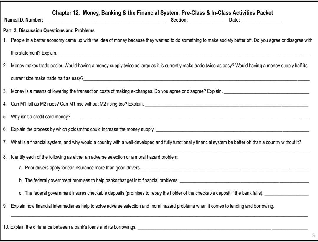 Solved Chapter 12. Money, Banking & the Financial System: | Chegg.com
