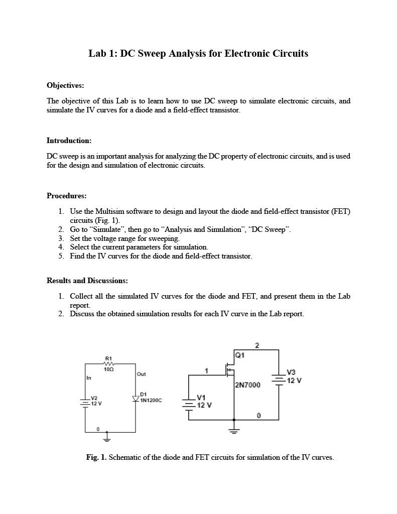 Solved Lab 1: DC Sweep Analysis for Electronic Circuits | Chegg.com