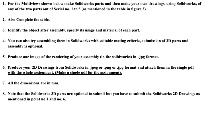 1. For the Multiviews shown below make Solidworks | Chegg.com