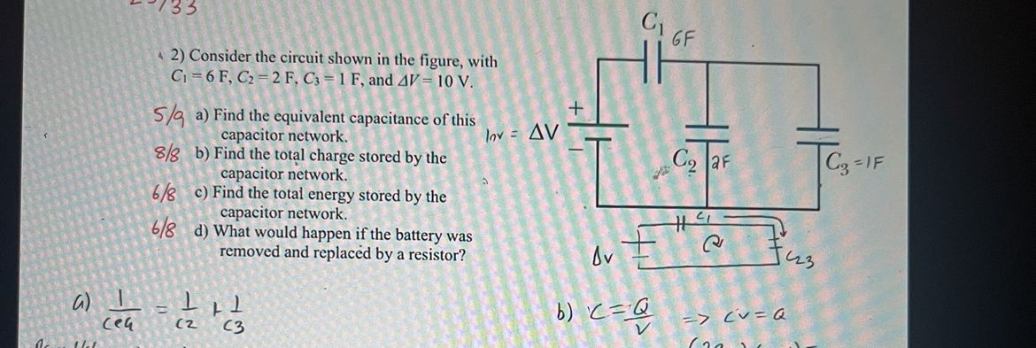 Solved 2) Consider the circuit shown in the figure, wit C1=6 | Chegg.com