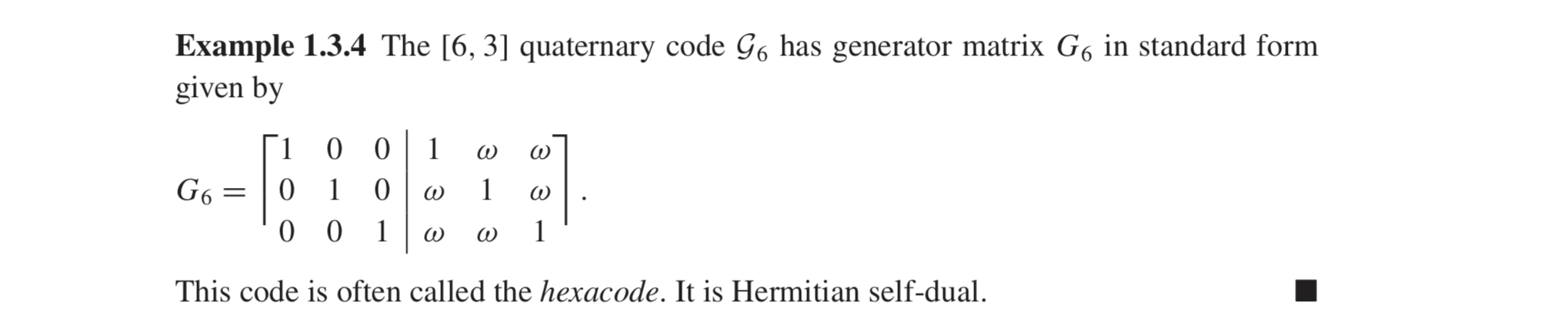 Solved Exercise 10 Prove that the hexacode G6 from Example | Chegg.com