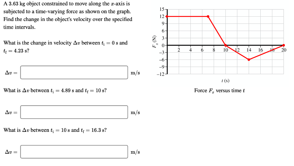 Solved A 3.63 kg object constrained to move along the x-axis | Chegg.com