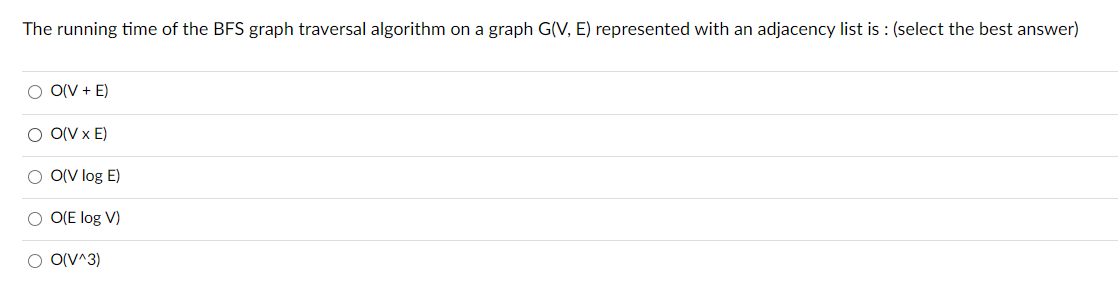 Solved The running time of the BFS graph traversal algorithm | Chegg.com
