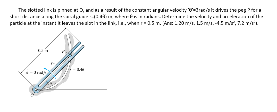 Solved The slotted link is pinned at O, and as a result of | Chegg.com