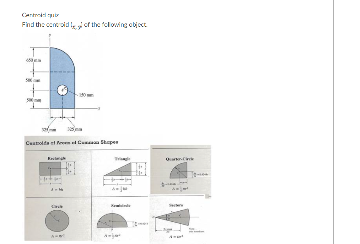Solved Centroid quiz Find the centroid (xˉ,yˉ) of the | Chegg.com