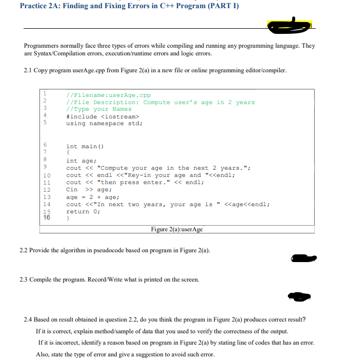 Solved Practice 2a Finding And Fixing Errors In C Program