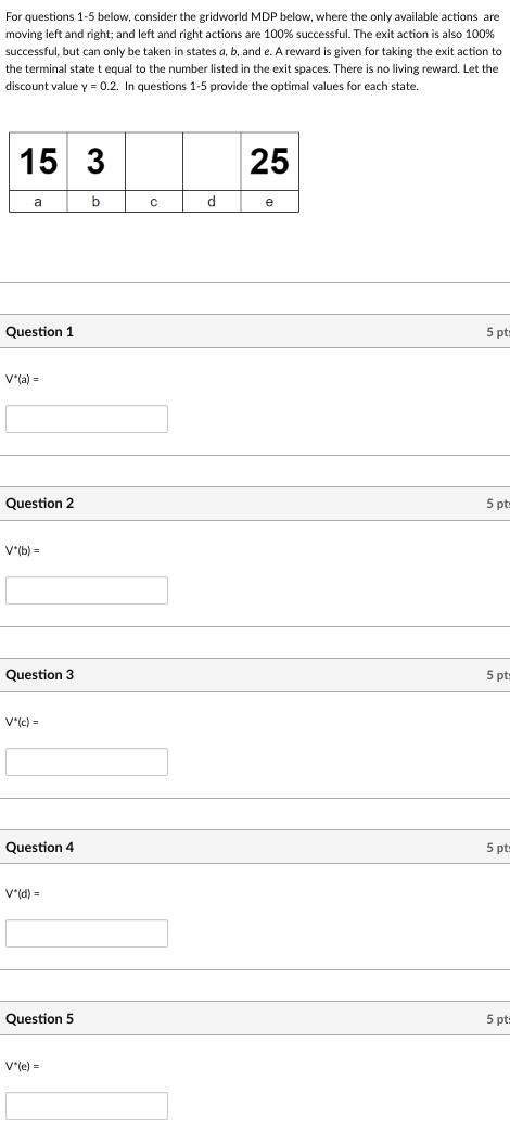 Solved For questions 1-5 ﻿below, consider the gridworld MDP | Chegg.com