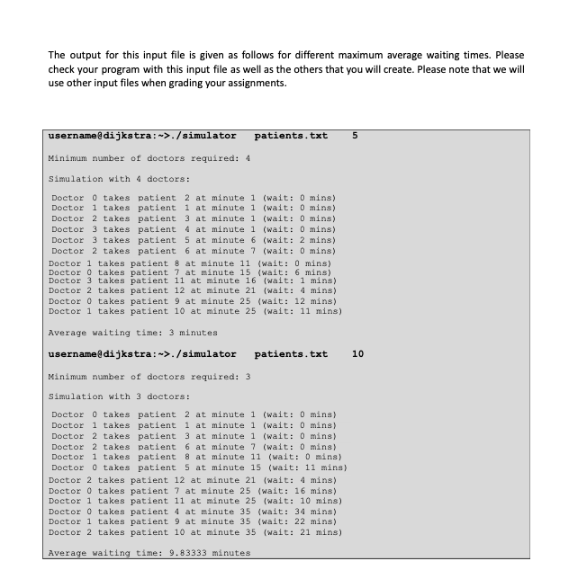 Solved Hospital Simulation In this programming assignment, | Chegg.com