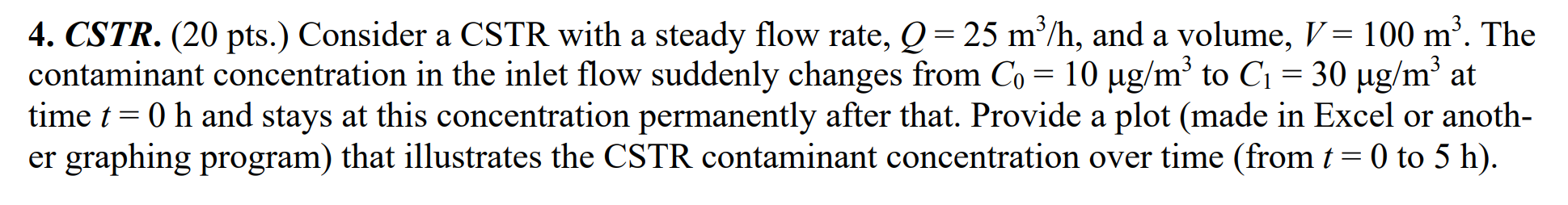 Solved 4. CSTR. (20 pts.) Consider a CSTR with a steady flow | Chegg.com