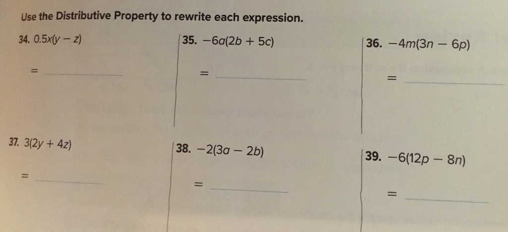 Solved Use the Distributive Property to rewrite each | Chegg.com