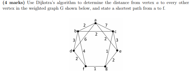 Solved Use Dijkstra’s algorithm to determine the distance | Chegg.com