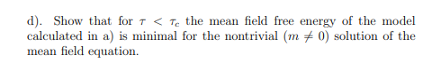 1. Mean field solution of the Ising model. Complete | Chegg.com