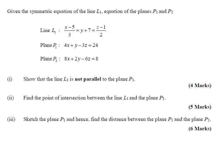 Solved Given the symmetric equation of the line L1, equation | Chegg.com