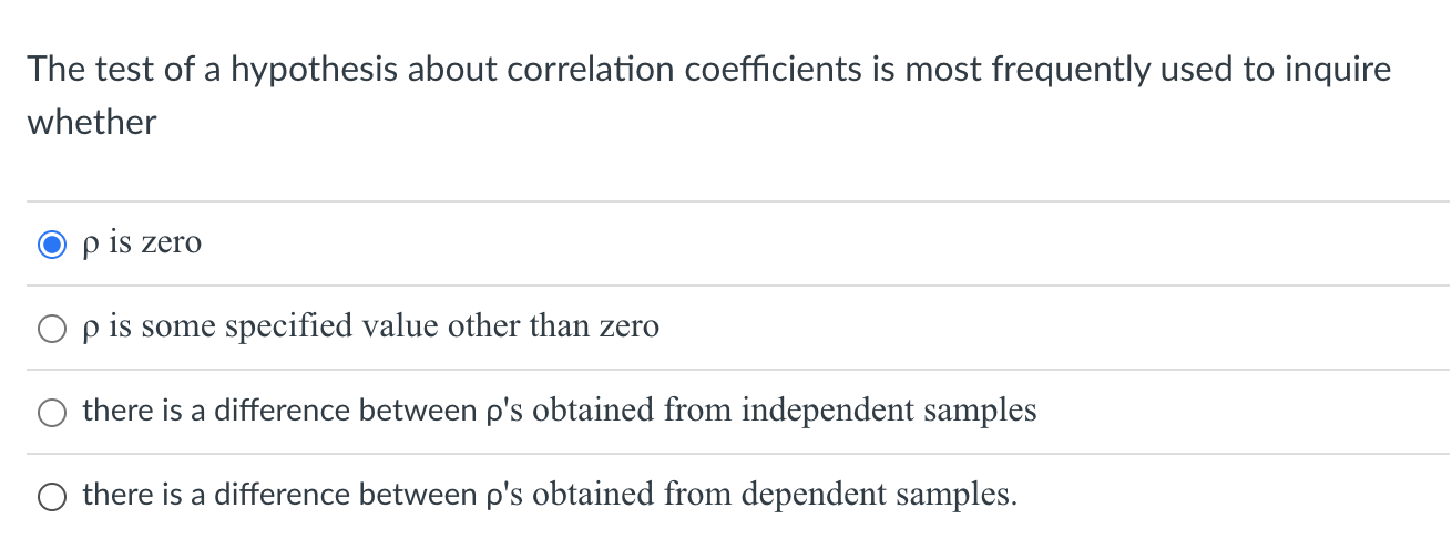 Solved The Test Of A Hypothesis About Correlation 6550