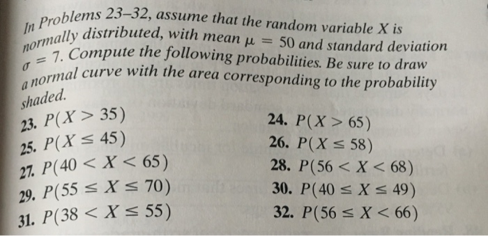 Solved 23-32, assume that the random variable X is In ally | Chegg.com