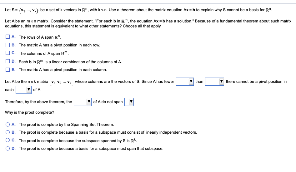 Solved Let S = {V1...., Vk} be a set of k vectors in R", | Chegg.com