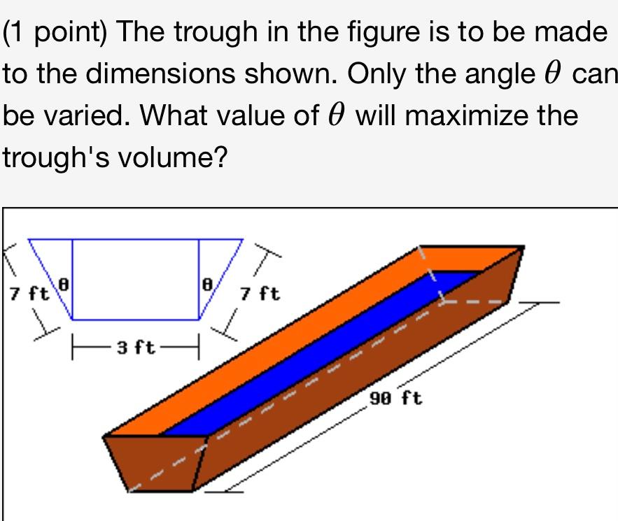 Solved (1 point) The trough in the figure is to be made to | Chegg.com