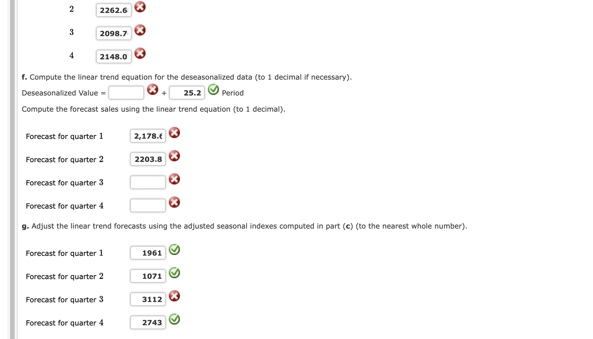Solved c. Compute the seasonal and adjusted seasonal indexes | Chegg.com