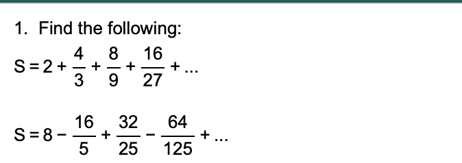 Solved 1. Find the following: | Chegg.com