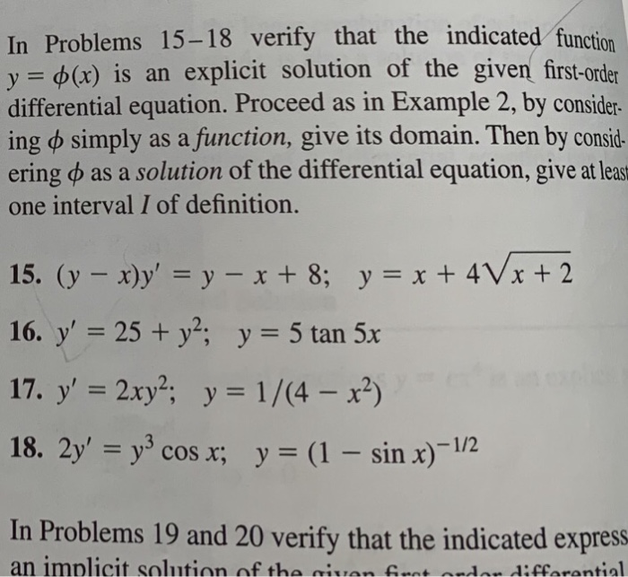 Solved In Problems 15 18 Verify That The Indicated Function 9412