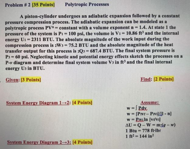 Solved Polytropic Processes Problem # 2 [35 Points] A | Chegg.com