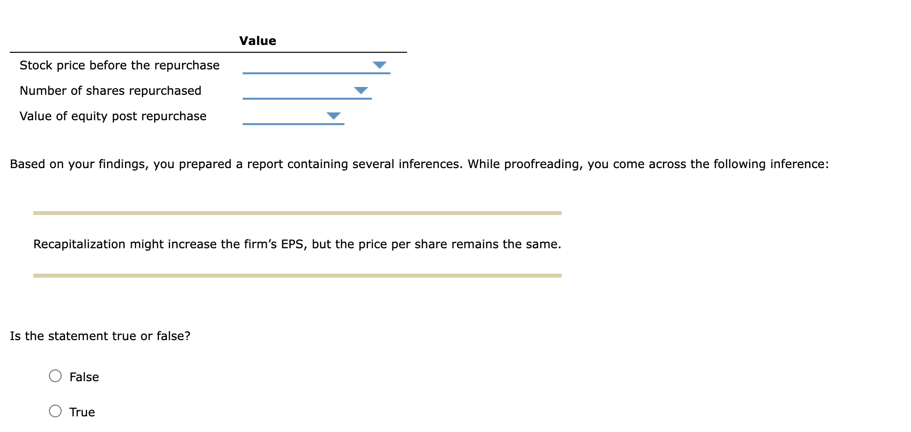 Solved Recapitalization is the process through which firms | Chegg.com
