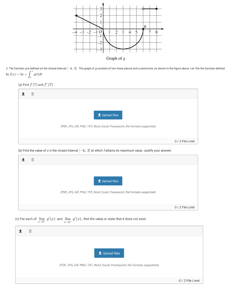 Solved +1 6 -3 -2 0 8 Graph of g a semicircle, as shown in | Chegg.com