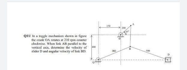 Solved 150 200 011/ In a toggle mechanism shown in figure | Chegg.com