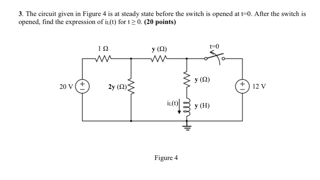 Solved 3. The circuit given in Figure 4 is at steady state | Chegg.com