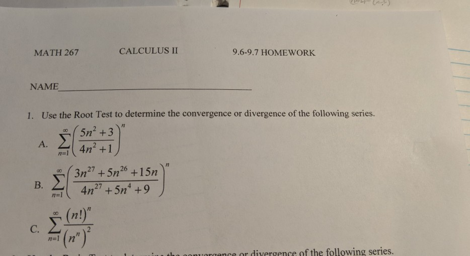 Solved MATH 267 CALCULUS II 9.6-9.7 HOMEWORK NAME 1. Use the | Chegg.com