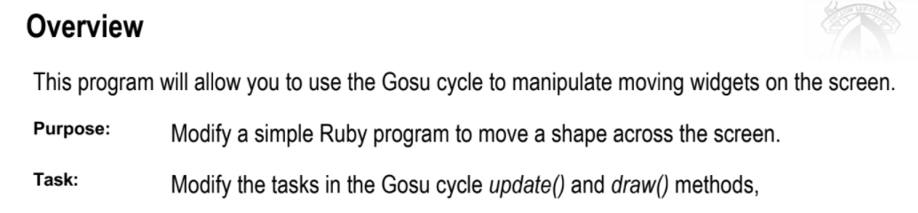 Solved Overview This program will allow you to use the Gosu | Chegg.com