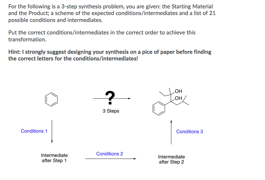 Solved For the following is a 3-step synthesis problem, you | Chegg.com