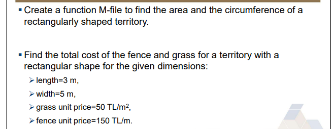 Solved - Create a function M-file to find the area and the | Chegg.com